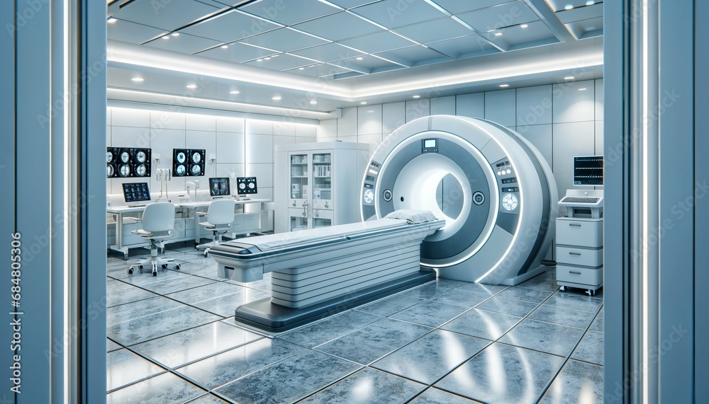 Hospital lab's advanced MRI/CT scan machine - wide banner, medical ...