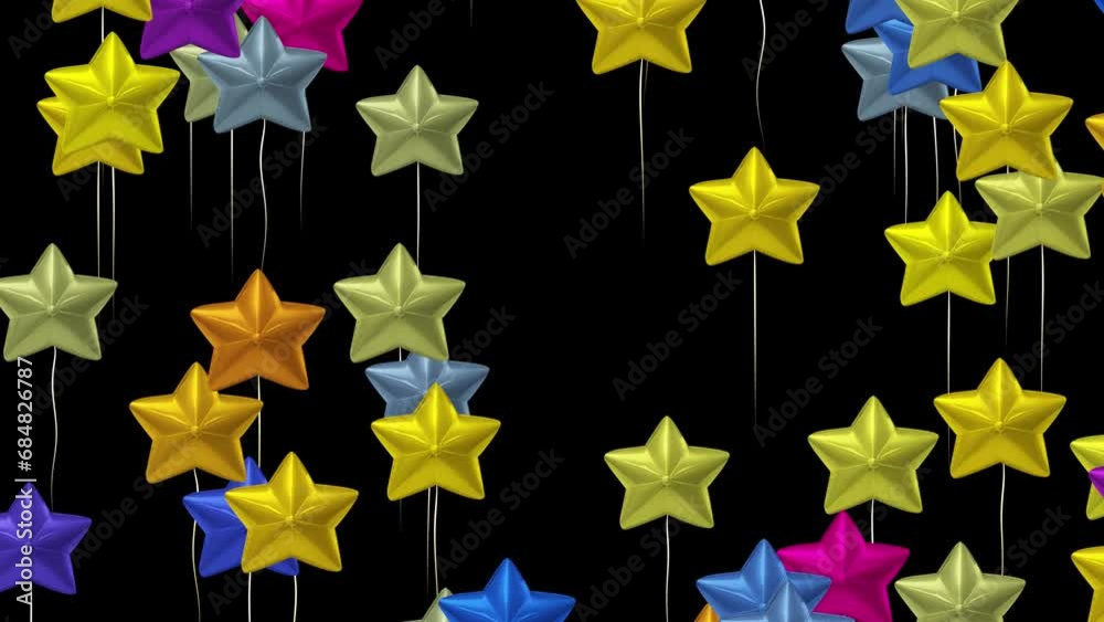 Vidéo Stock Star Shape Balloon Flying In The Air On Black Background ...