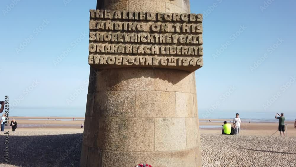Omaha Beach, France, October 8, 2023: TILT SHOT - The Signal Monument ...