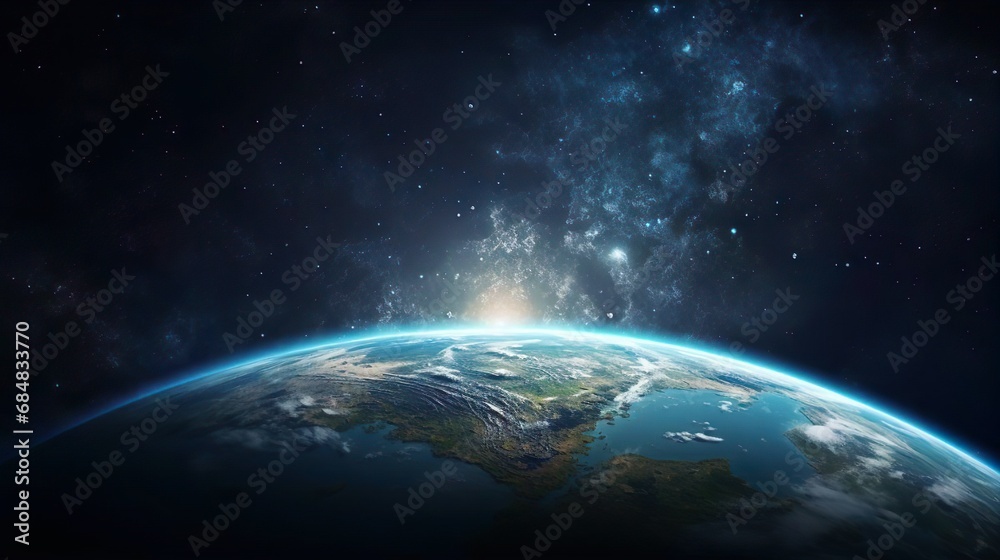 Stunning view of the blue planet earth with oceans and continents from ...