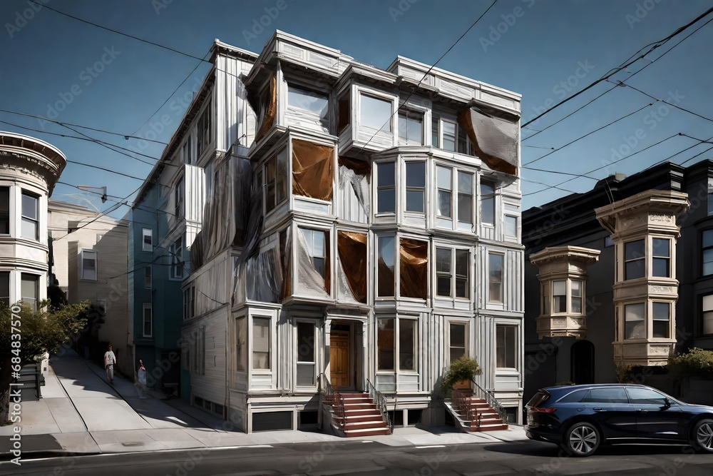 e wind is visualized as real cladding made of mercury and fabrics mixed ...