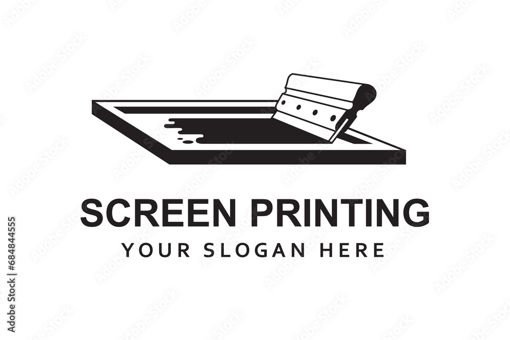 silk screen printing icon with squeegee isolated on white background ...