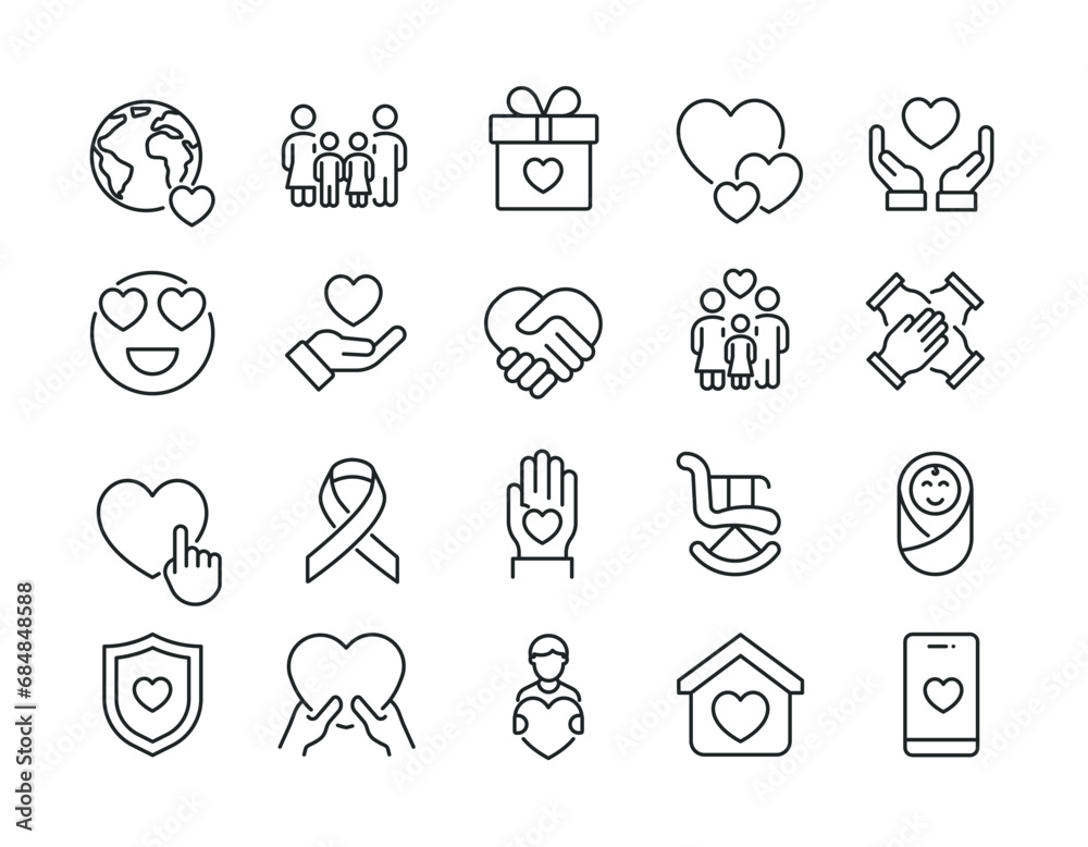 Care line icons. Editable stroke. For website marketing design, logo ...