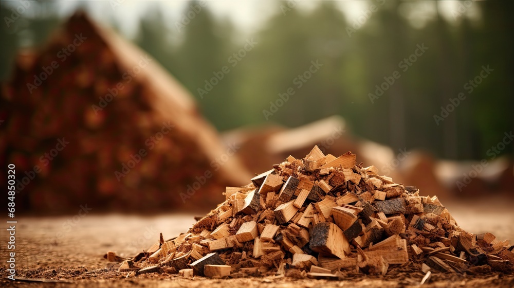 In the timber industry, waste wood chips are converted into bioenergy ...