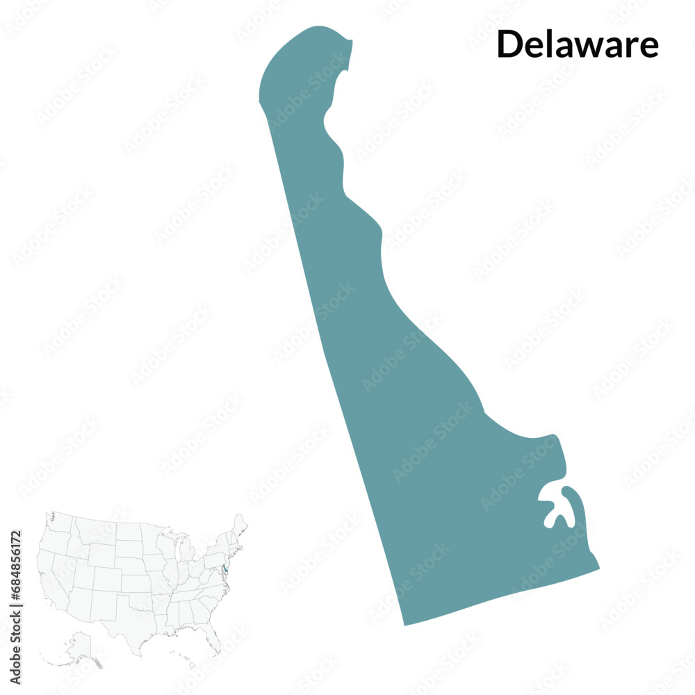 Delaware map. Map of Delaware map, USA map flag Stock Vector | Adobe Stock