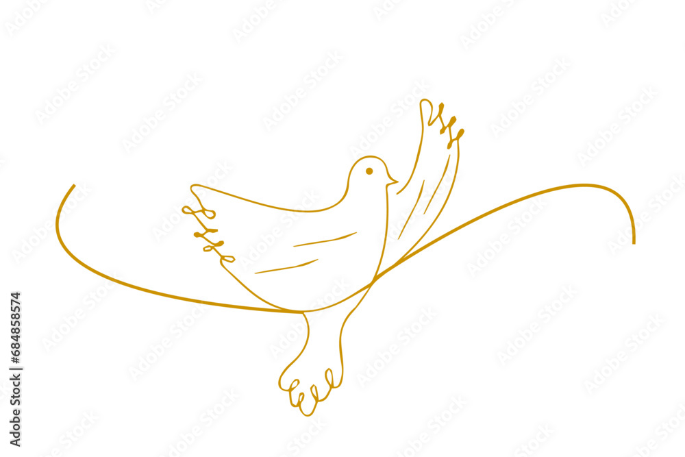 Dove bird line art style vector. Flying bird continuous line drawing ...