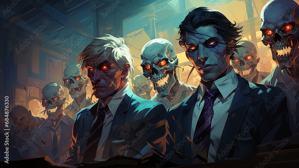 zombie apocalypse, zombie dressed as a businessman in a formal suit ...