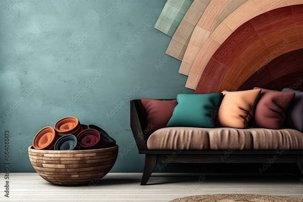 Retro Color Palette: Fabric Texture for Interior Wall Design Stock ...