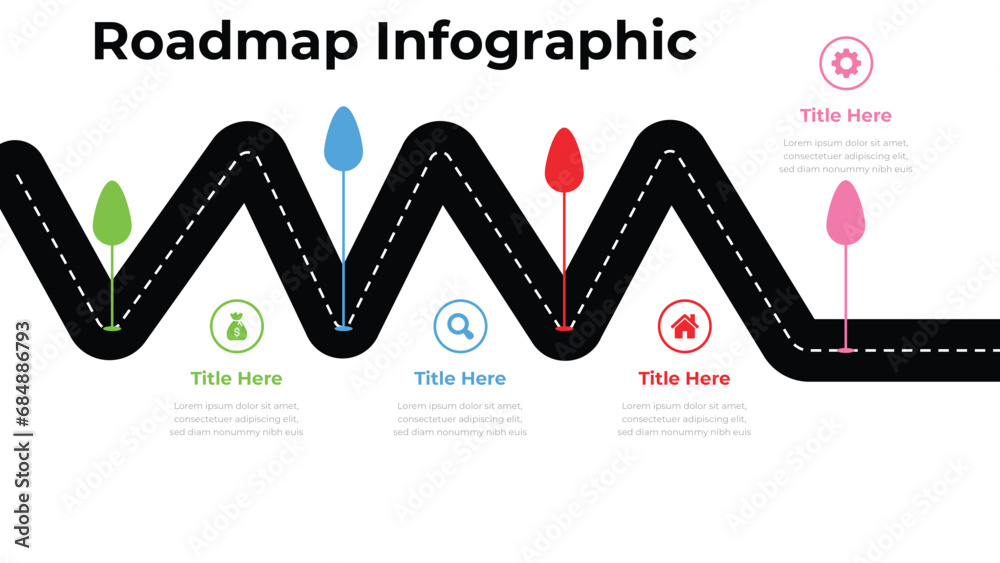 Road map and route infographic isolated. Stock Vector | Adobe Stock