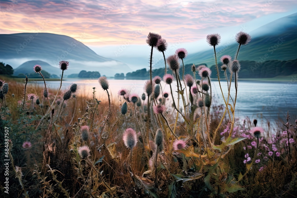 Thistle Color in a Serene Scottish Highland Scene: Natural Design ...