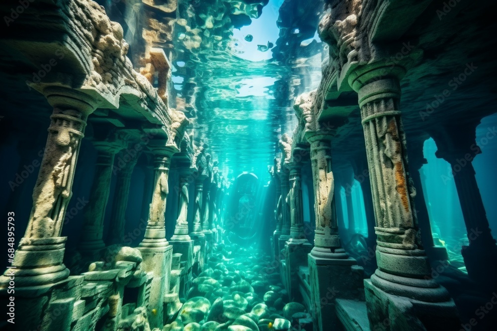 Legendary Atlantis. The sunken continent of an ancient highly developed ...