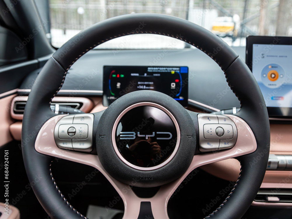 Novosibirsk, Russia - November 20 , 2023: BYD Seagull, cockpit interior ...