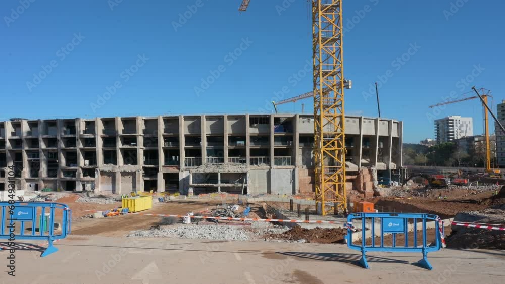 Construction cranes working on the new Spotify Camp Nou, Barcelona ...