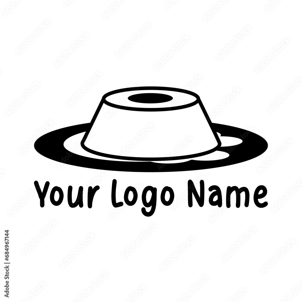 Cute black and white logo of Purin (Japanese Custard Pudding) Stock ...