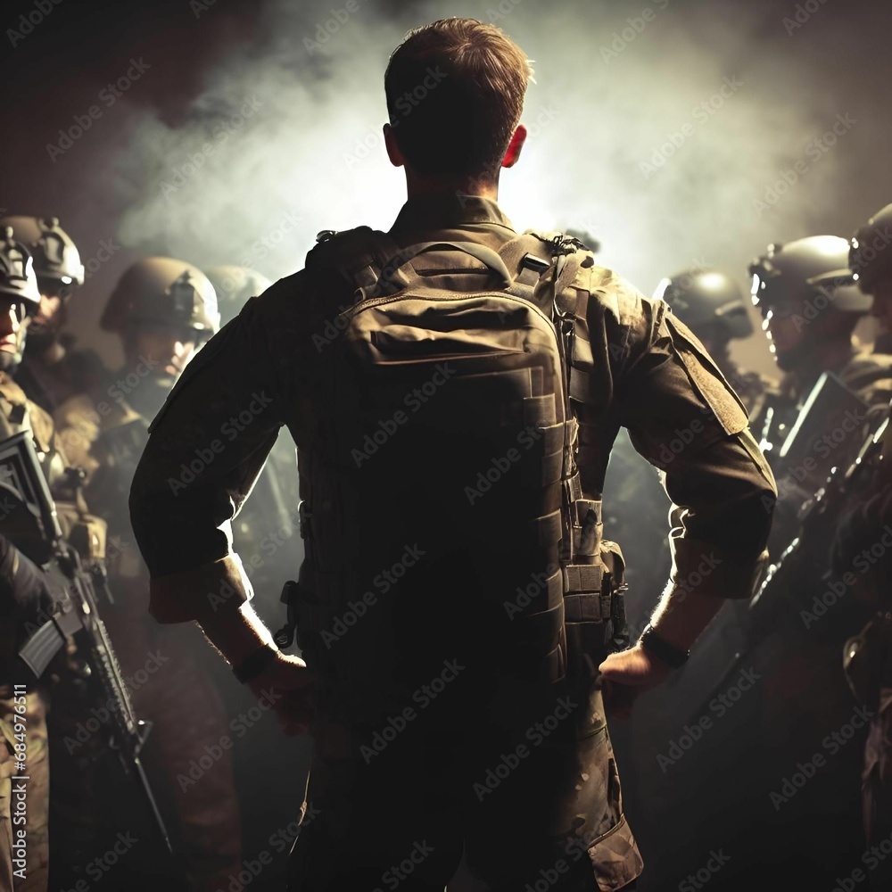 AI generated illustration of a group of military personnel in uniform ...