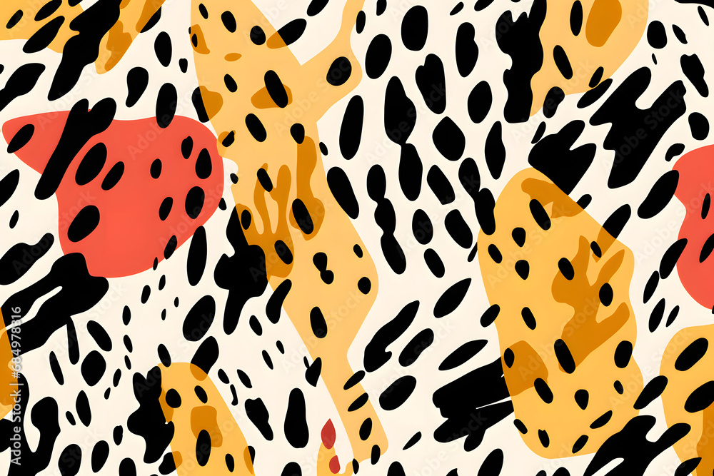 Trendy leopard Pattern Horizontal Background. Vector Hand drawn wild ...