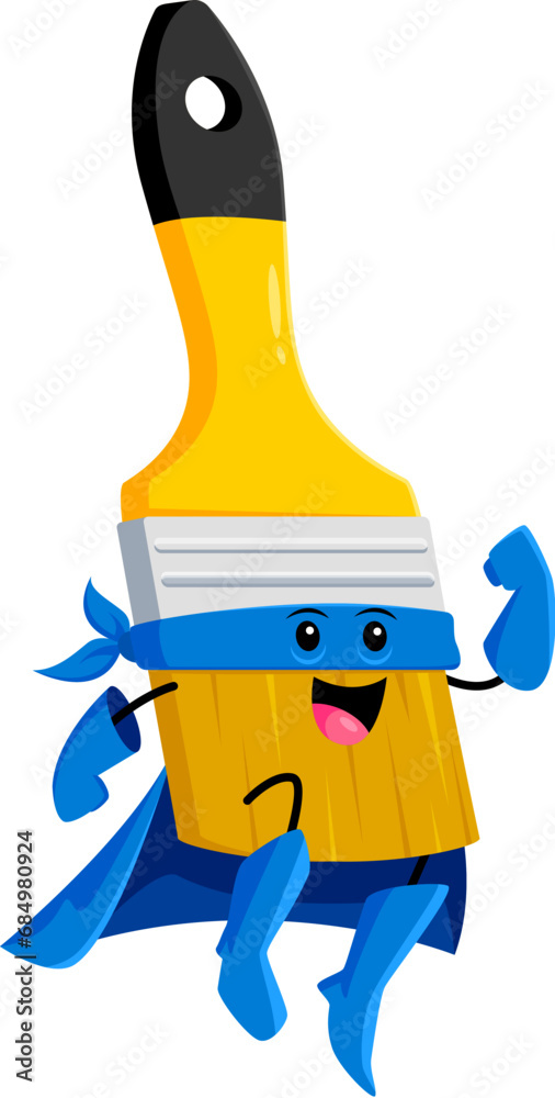 Cartoon paint brush superhero character. Isolated vector comic ...