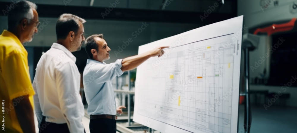 Academic research, team of engineers architects meeting, discussing ...