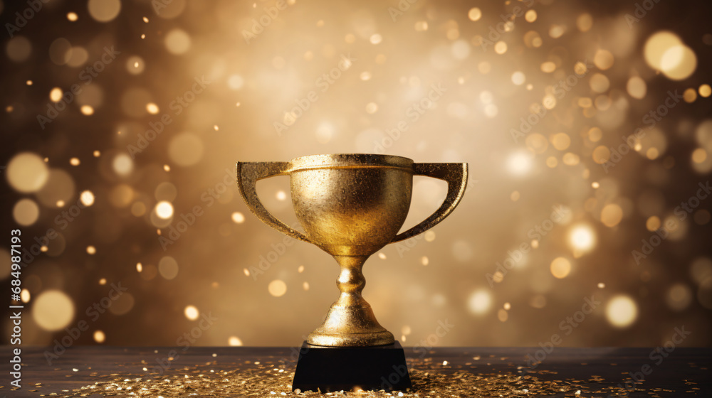 Gold star trophy on gold glitter background Stock Illustration | Adobe ...