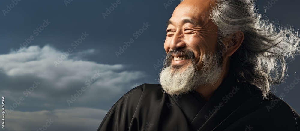 In a portrait of an old Countryn man, his face radiates happiness as he ...
