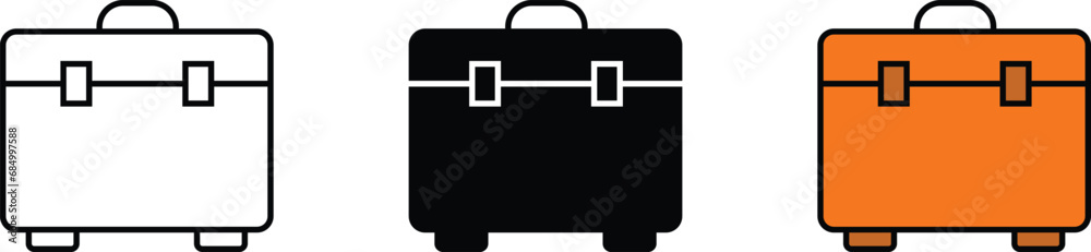 Tool box icon collection lined, isolated and colored version. Tool box ...