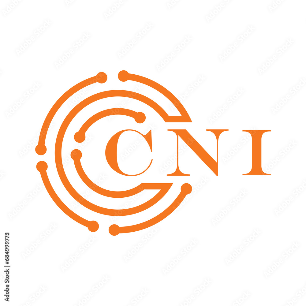 CNI letter design. CNI letter technology logo design on white ...
