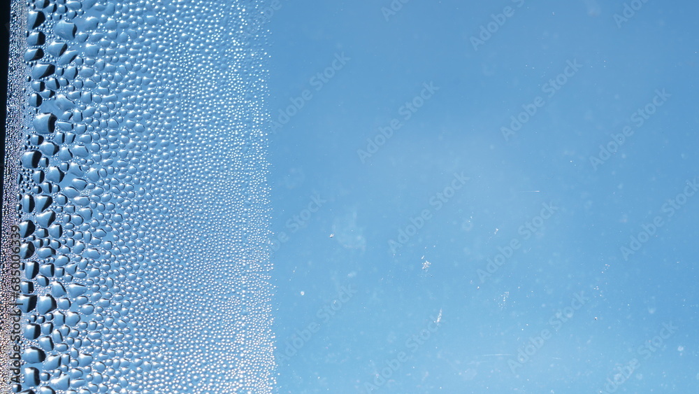 Condensation on window glass in frosty winter weather. Background in ...