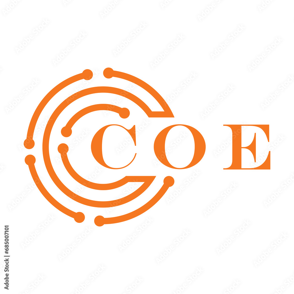Vecteur Stock COE letter design. COE letter technology logo design on ...