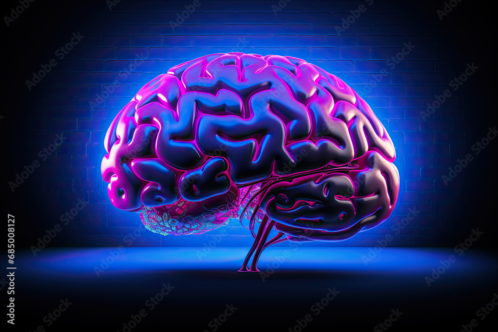 scifi artwork brain. rainbow glowing brain digital art. human brain ...