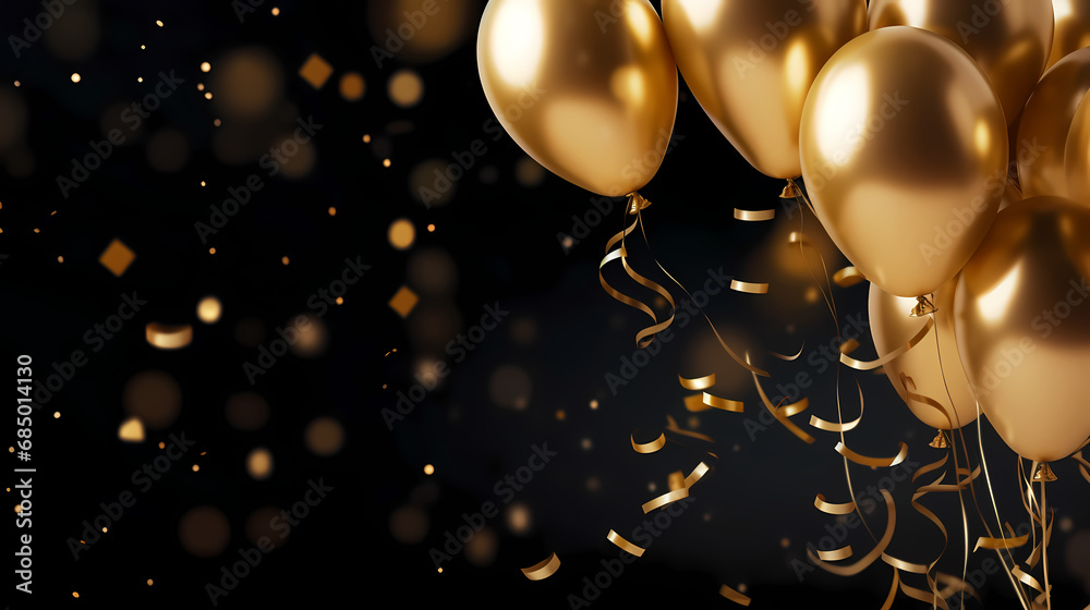Celebration background with confetti and gold balloons,PPT background ...