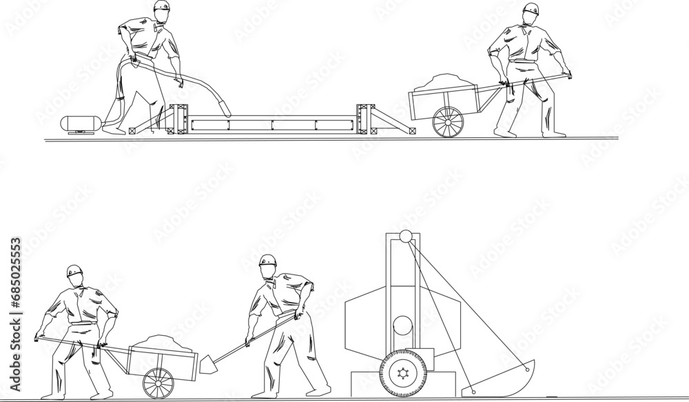 Vector sketch illustration design engineering drawing detail work ...