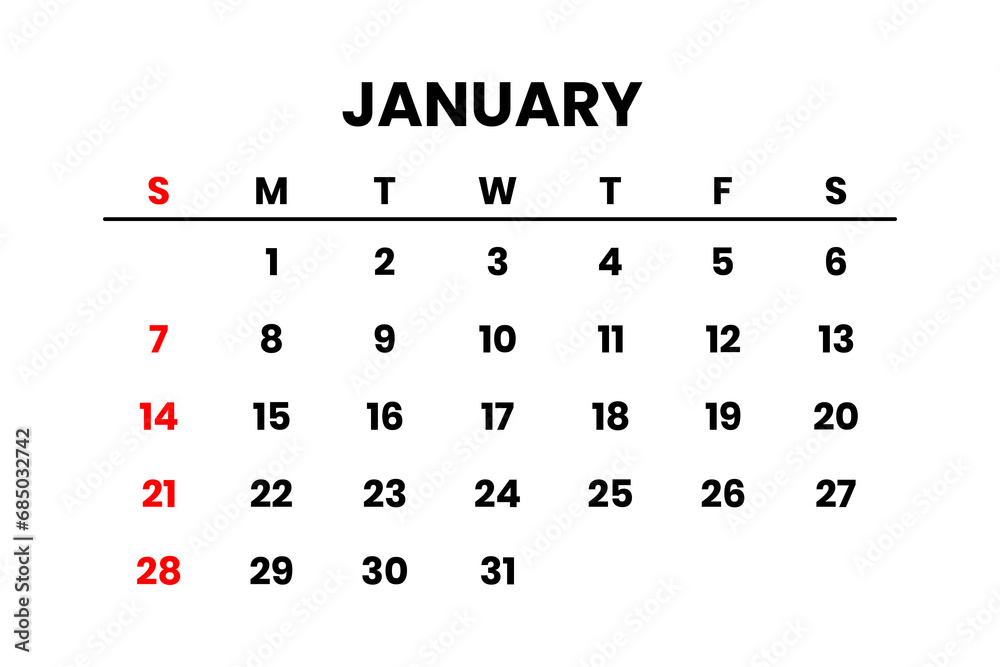 January 2024 Calendar png transparent background Stock Illustration ...