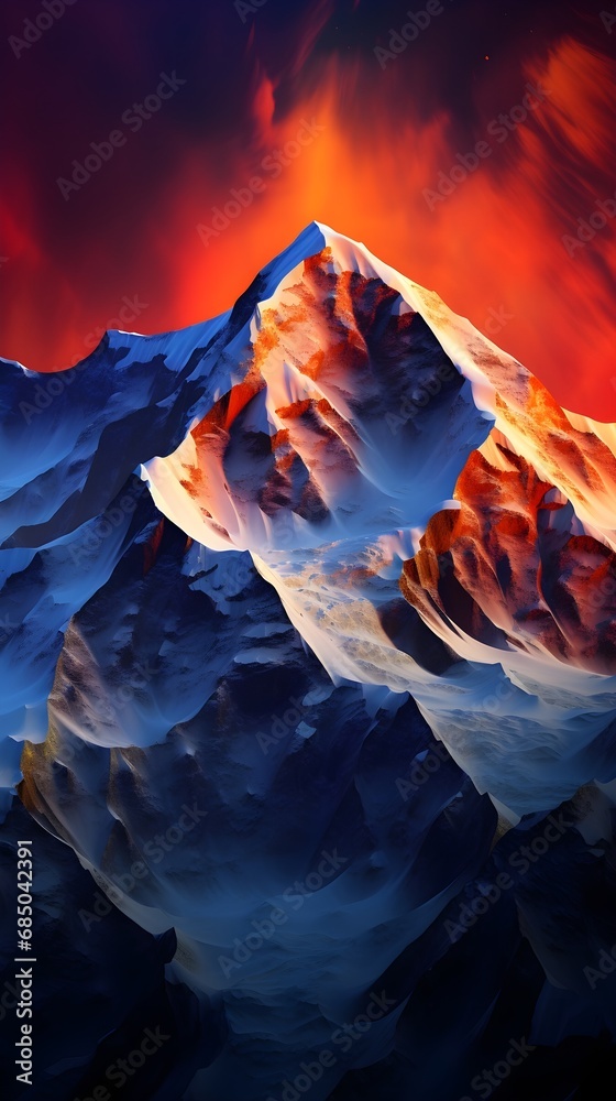 Develop an abstract representation of mountain peaks, ultra realistic ...