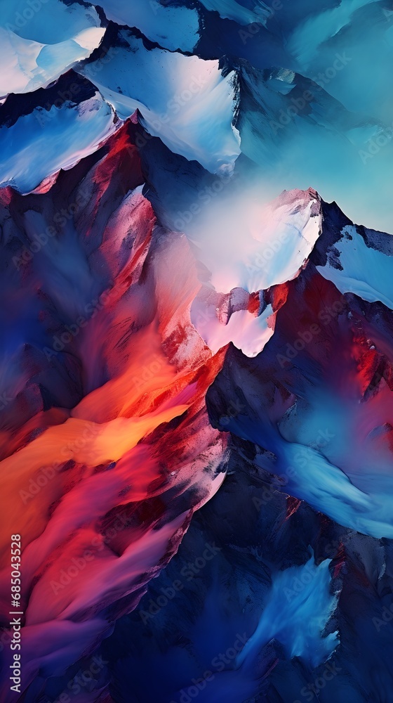 Develop an abstract representation of mountain peaks, ultra realistic ...