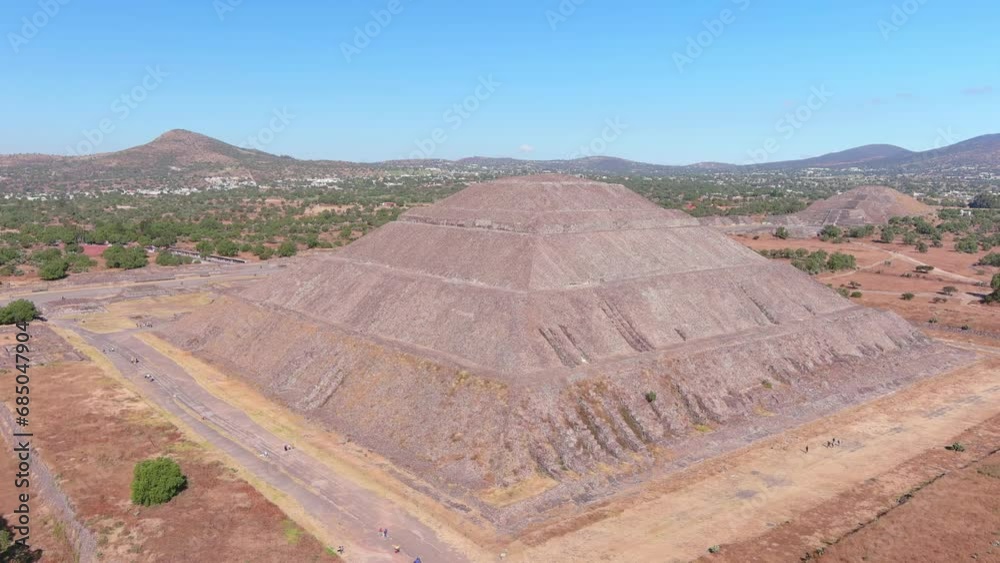 Teotihuacan, Mexico: Aerial view of Pyramid of the Moon (Pirámide de la ...