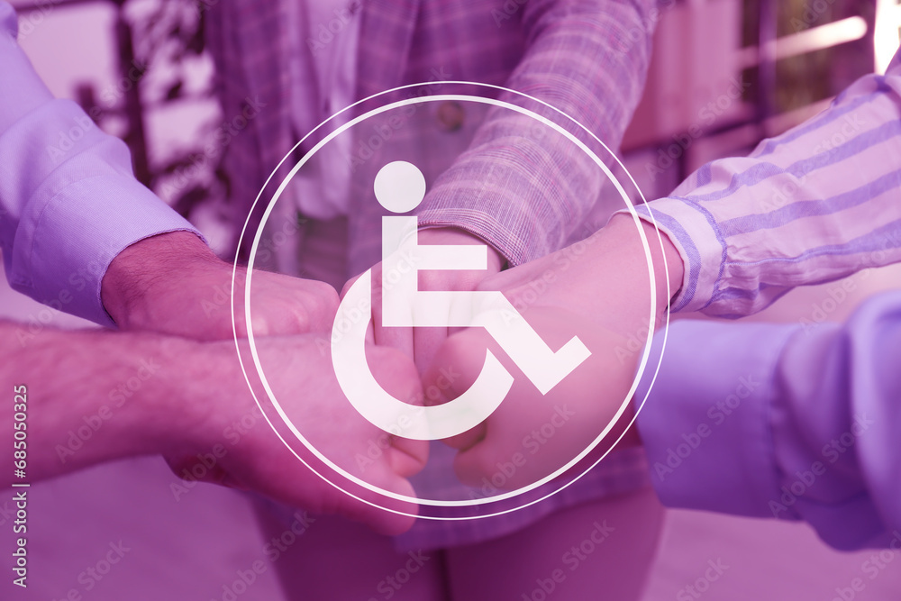 Inclusive workplace culture. International symbol of access. People ...