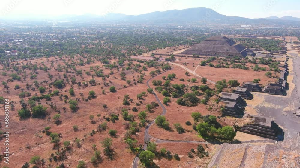 Teotihuacan, Mexico: Aerial view of Pyramid of the Moon (Pirámide de la ...