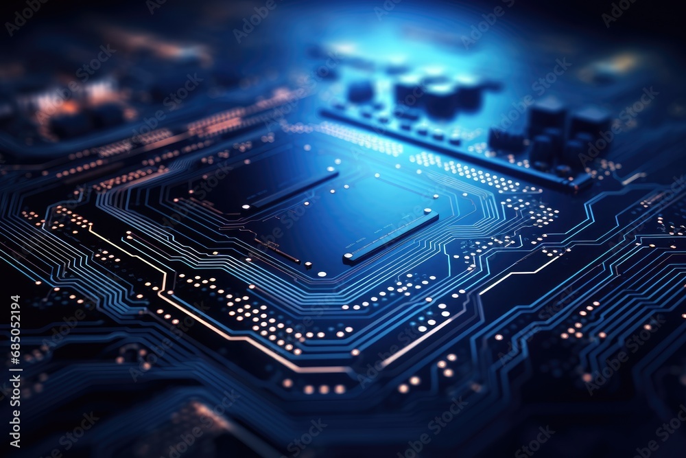 Circuit board close-up. Technology background. 3d rendering, Futuristic ...