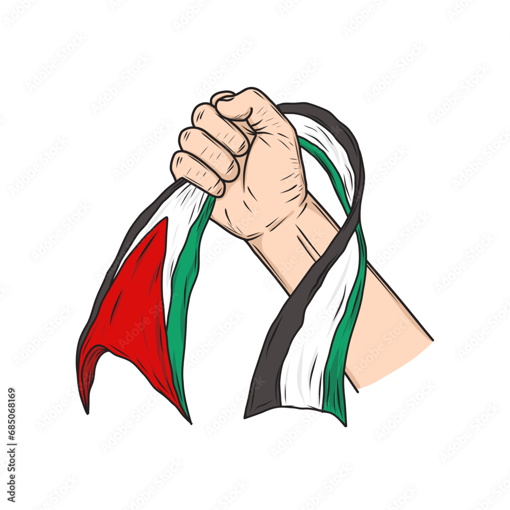 People holding national palestine flag. Palestine Happy independence ...