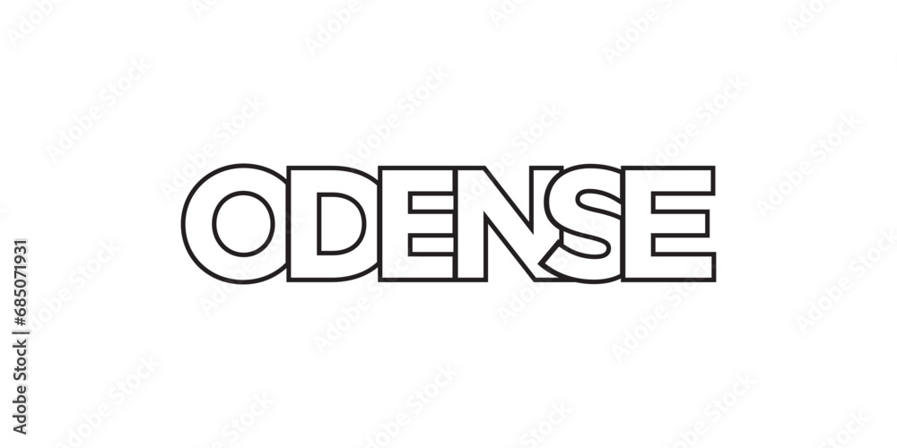 Odense in the Denmark emblem. The design features a geometric style, vector illustration with ...