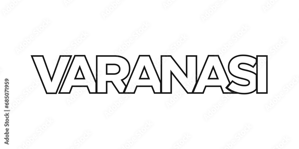 Varanasi in the India emblem. The design features a geometric style ...