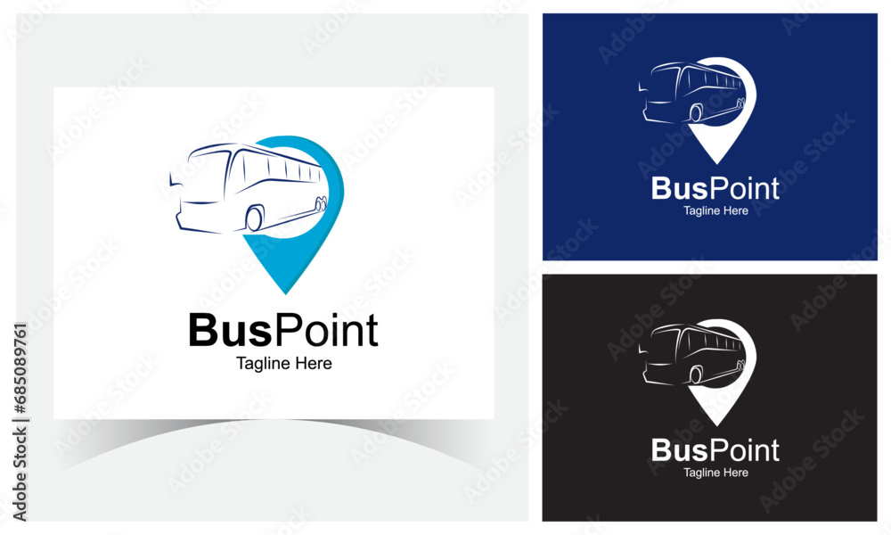 Bus Point Logo Design Template. Bus Location, Bus Stand Logo. Stock ...