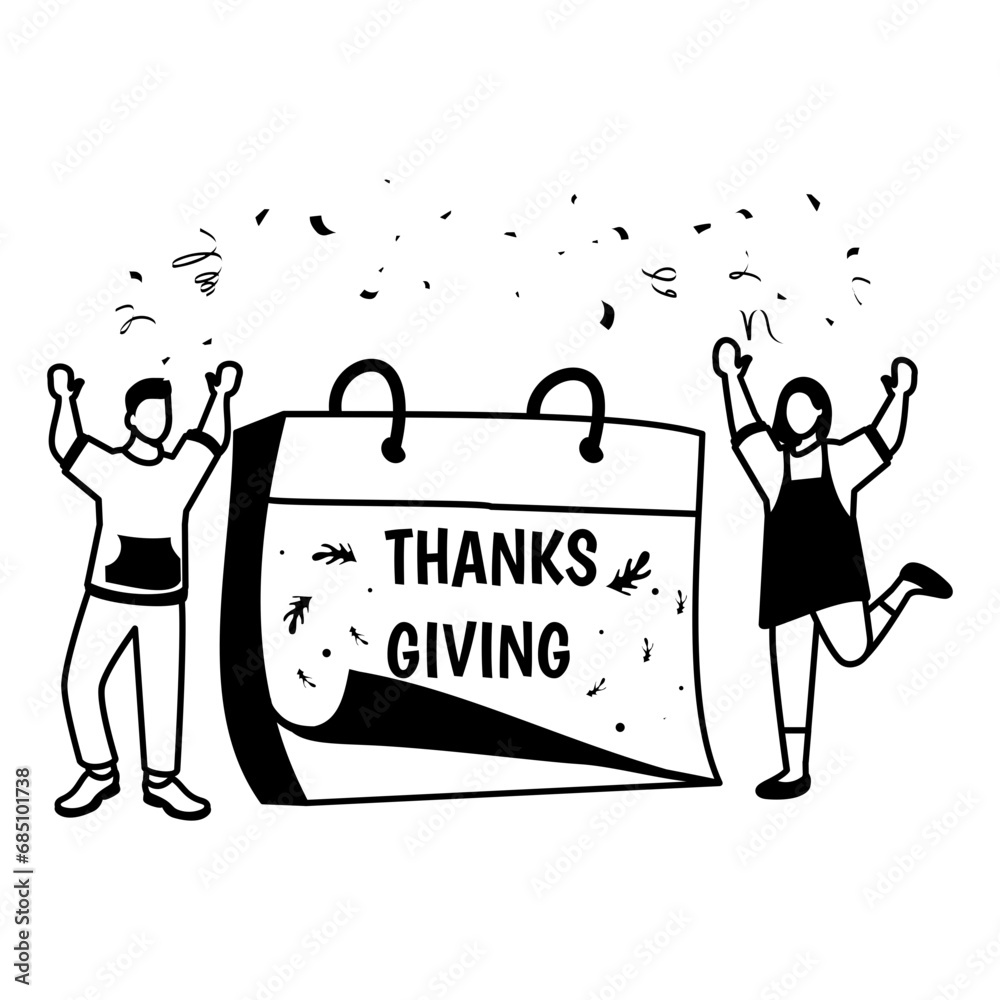 Happy Thanksgiving Banner concept, People are Celebrating November ...