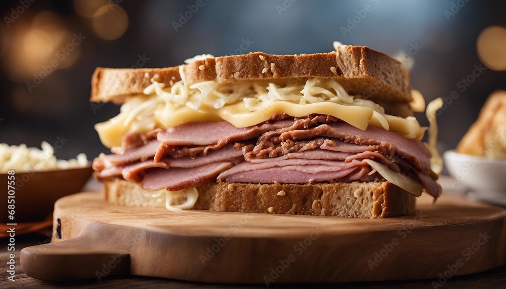 Reuben Sandwich Corned beef, Swiss cheese, sauerkraut, and Russian ...