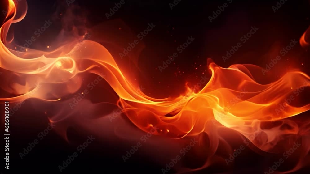 Curving waves with warm smoke in red and orange colors with a fiery ...