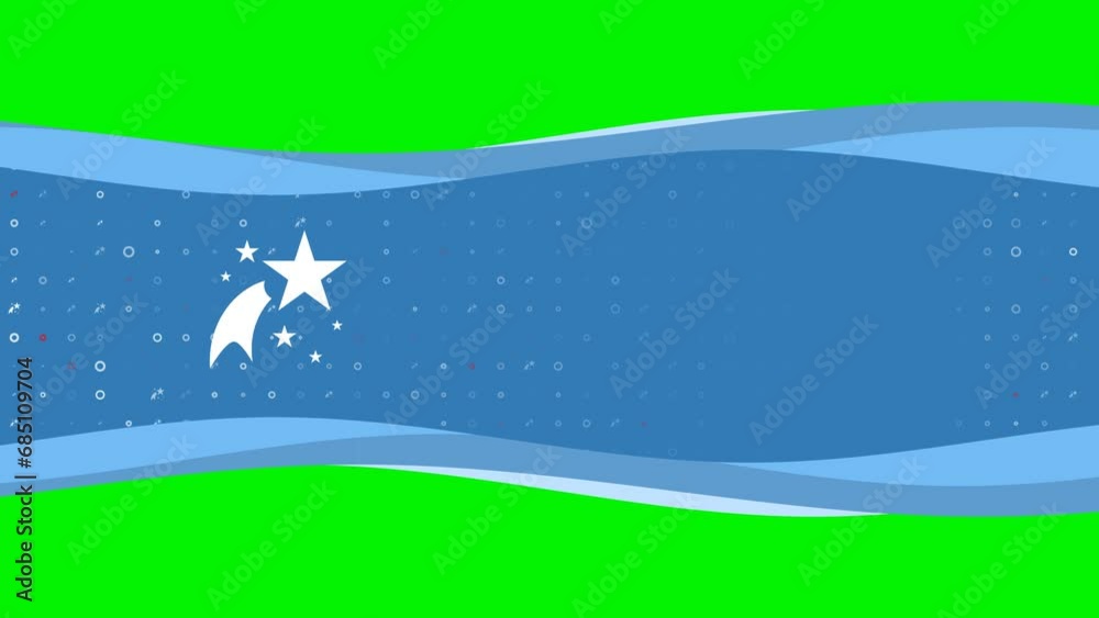 Animation of blue banner waves movement with white fireworks symbol on ...