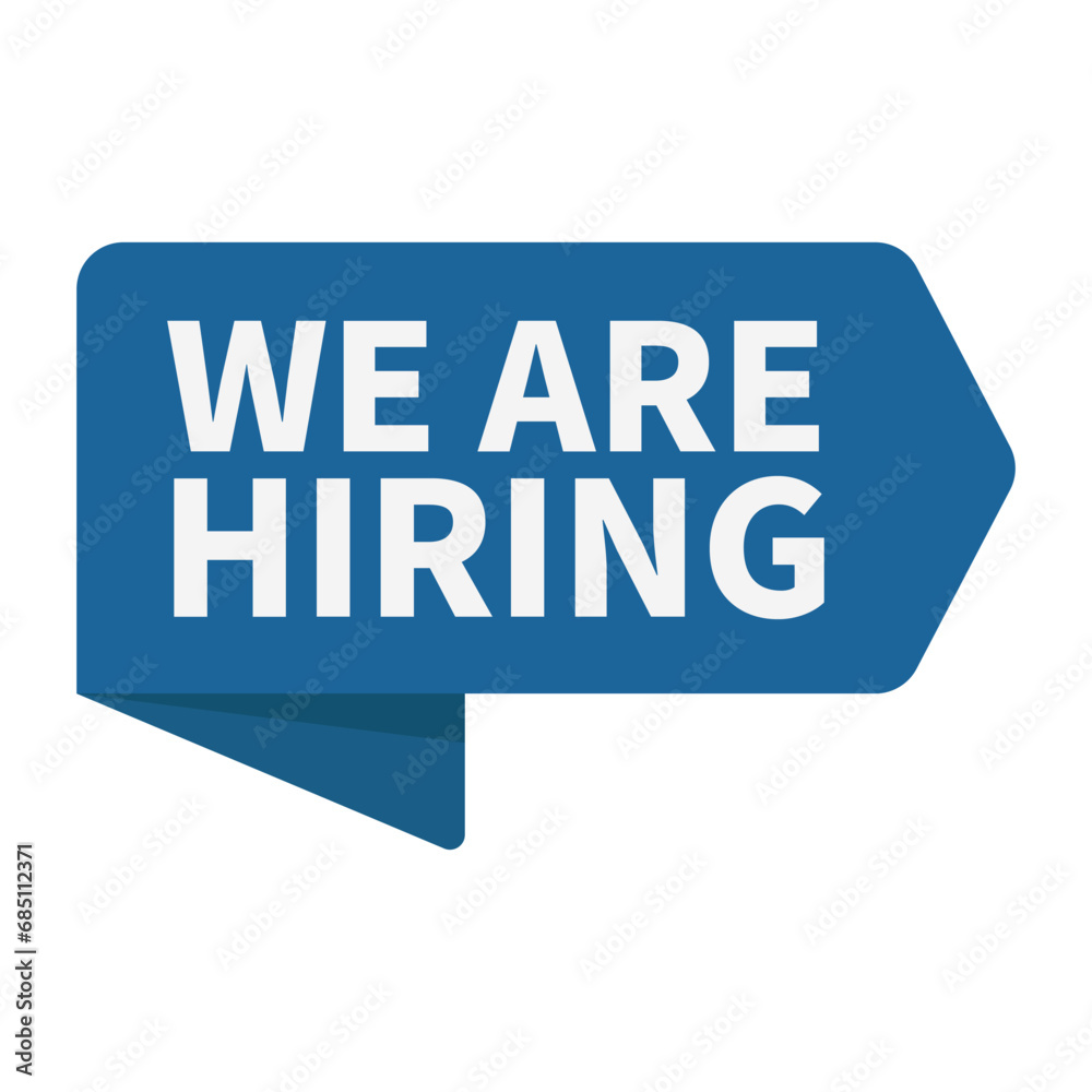 We Are Hiring In Blue Ribbon Rectangle Shape For Employee Promotion ...