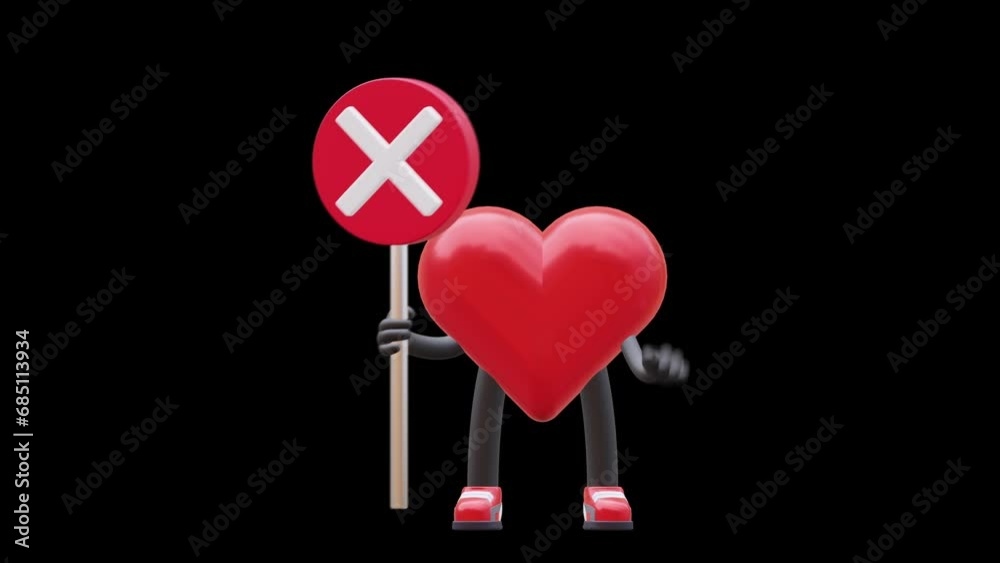 Cartoon retro mascot love character with wrong sign board. Retro mascot ...