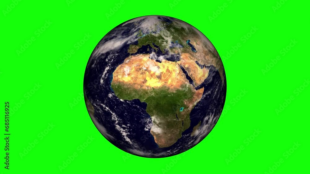 Earth rotating on the green screen. Realistic planet Earth rotating ...