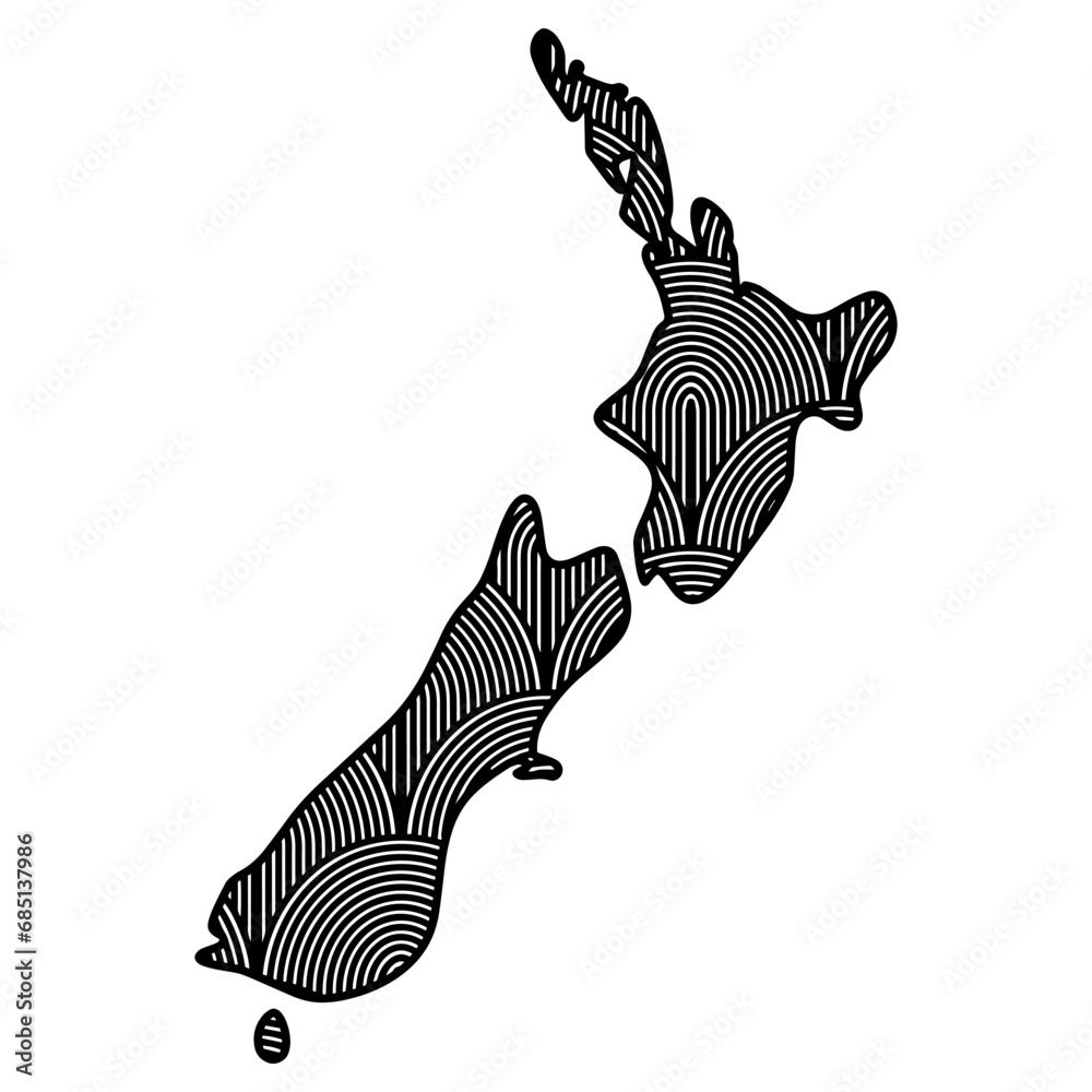 Art Deco retro New Zealand map. Decorative laser cut file Stock Vector ...